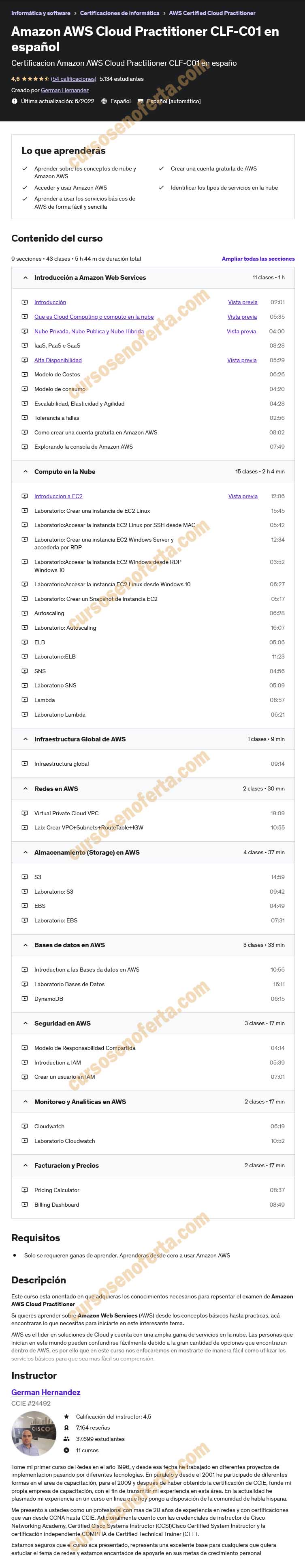 Amazon AWS Cloud Practitioner CLF-C01 en español - cursosenoferta.com